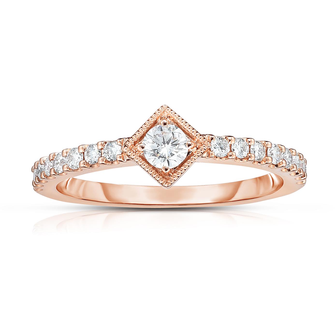 14K Rose Gold Diamond Square Center Stackable Ring – Maurice's Jewelers