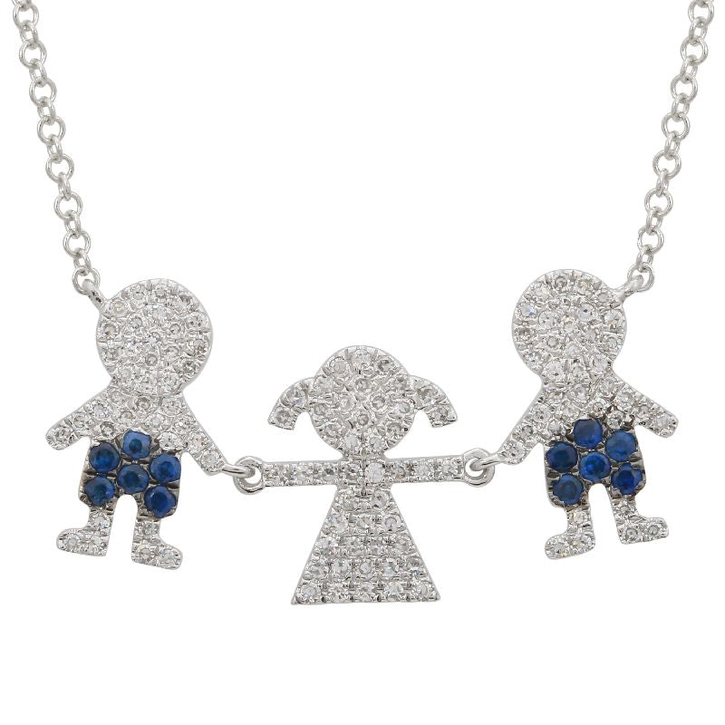 14K White Gold Diamond and Sapphire Boy-Girl-Boy Necklace – Maurice's ...