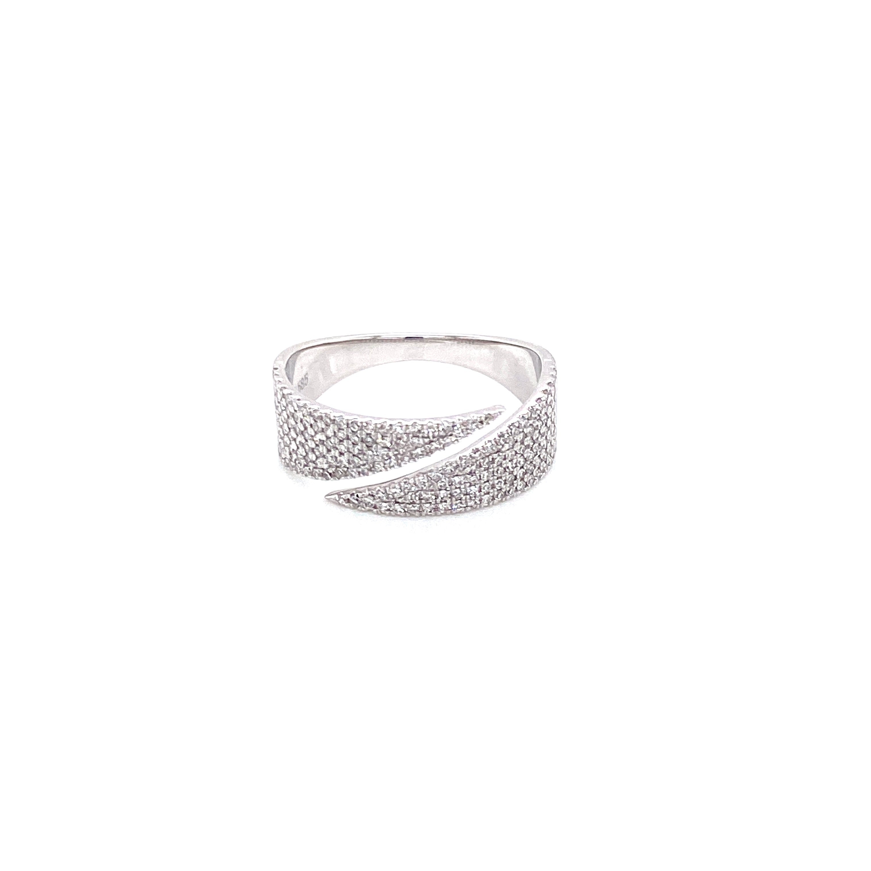 14K White Gold Diamond Flat Pave Bypass Ring – Maurice's Jewelers