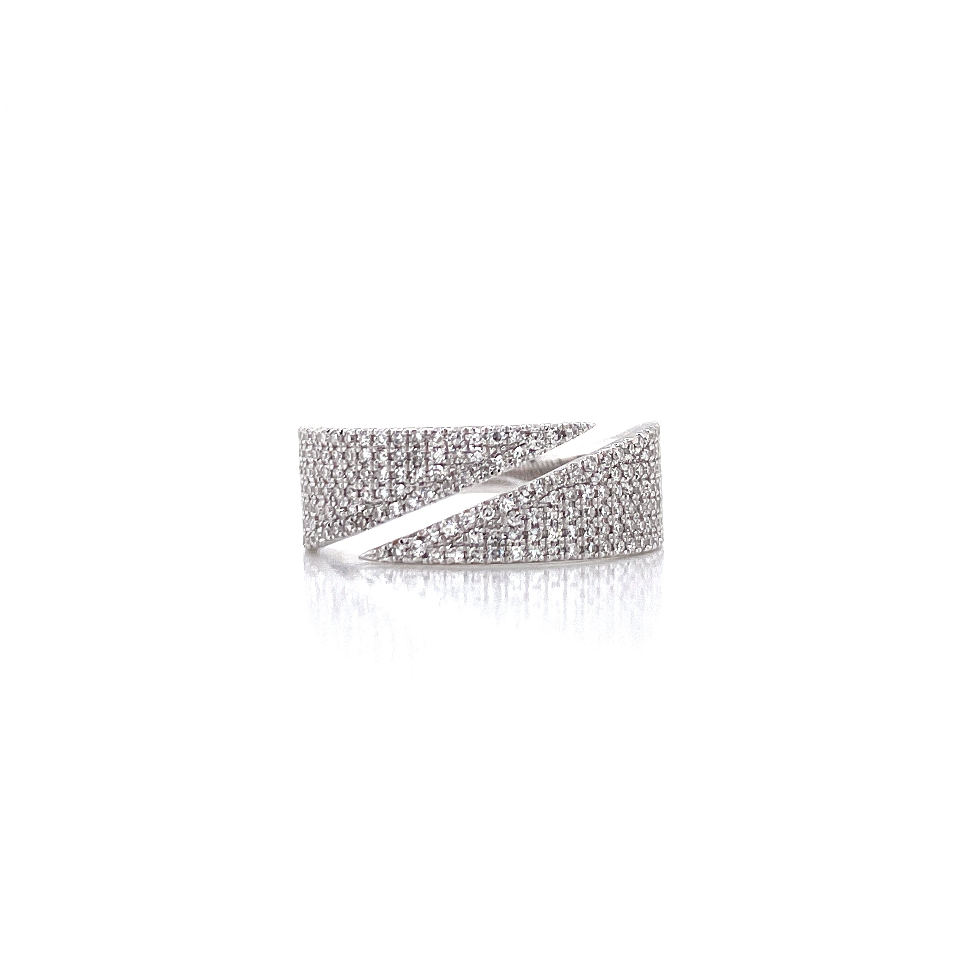 14K White Gold Diamond Flat Pave Bypass Ring – Maurice's Jewelers