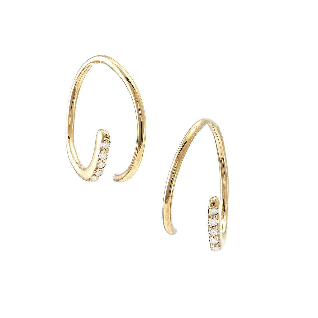 14K Yellow Gold Diamond Threader Hoop Earrings – Maurice's Jewelers