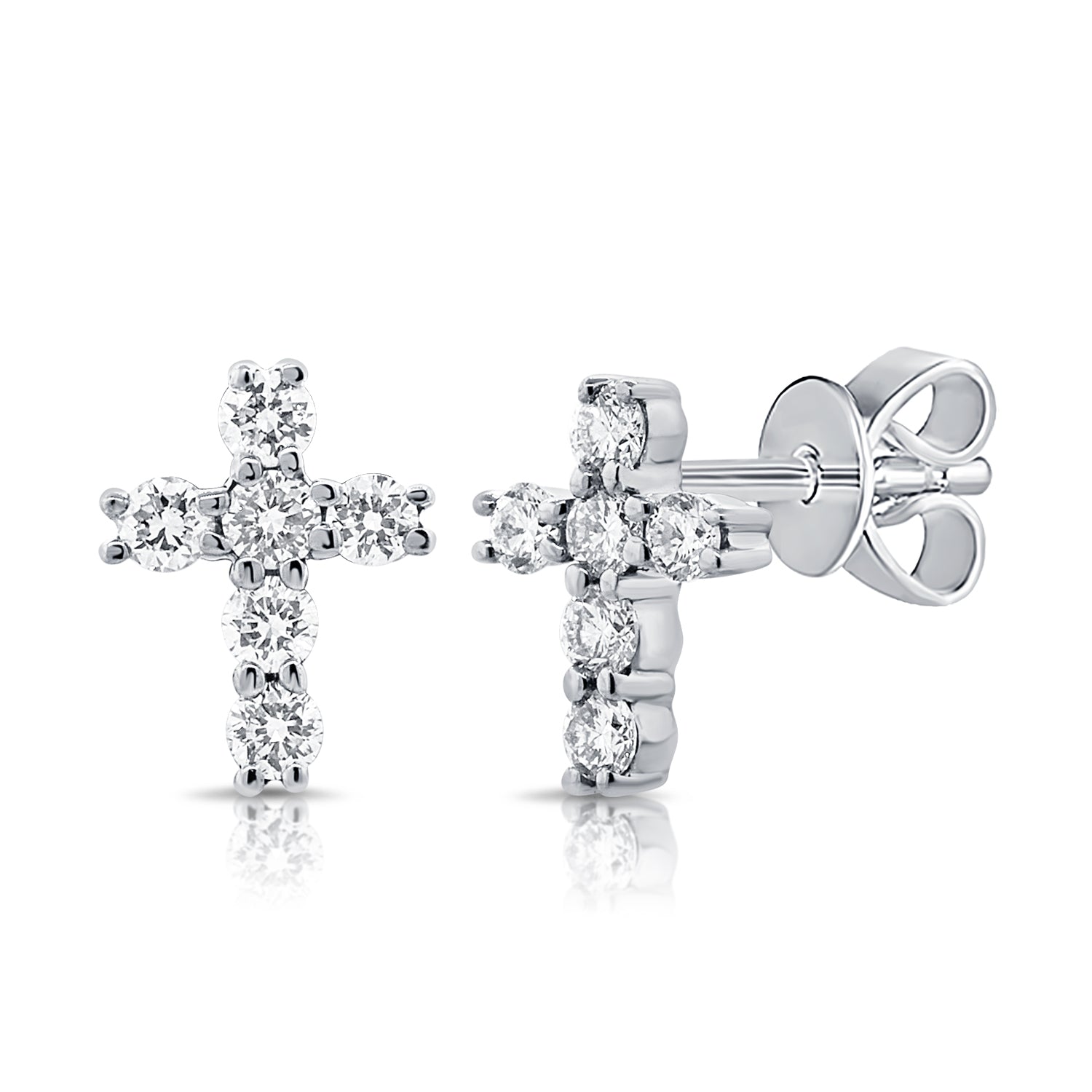 14K White Gold Diamond Cross Earrings – Maurice's Jewelers