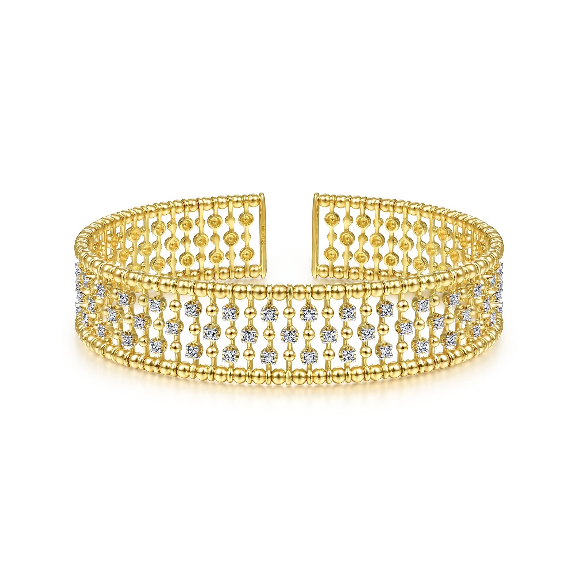 14K Yellow Gold Diamond Beaded Open Bangle – Maurice's Jewelers