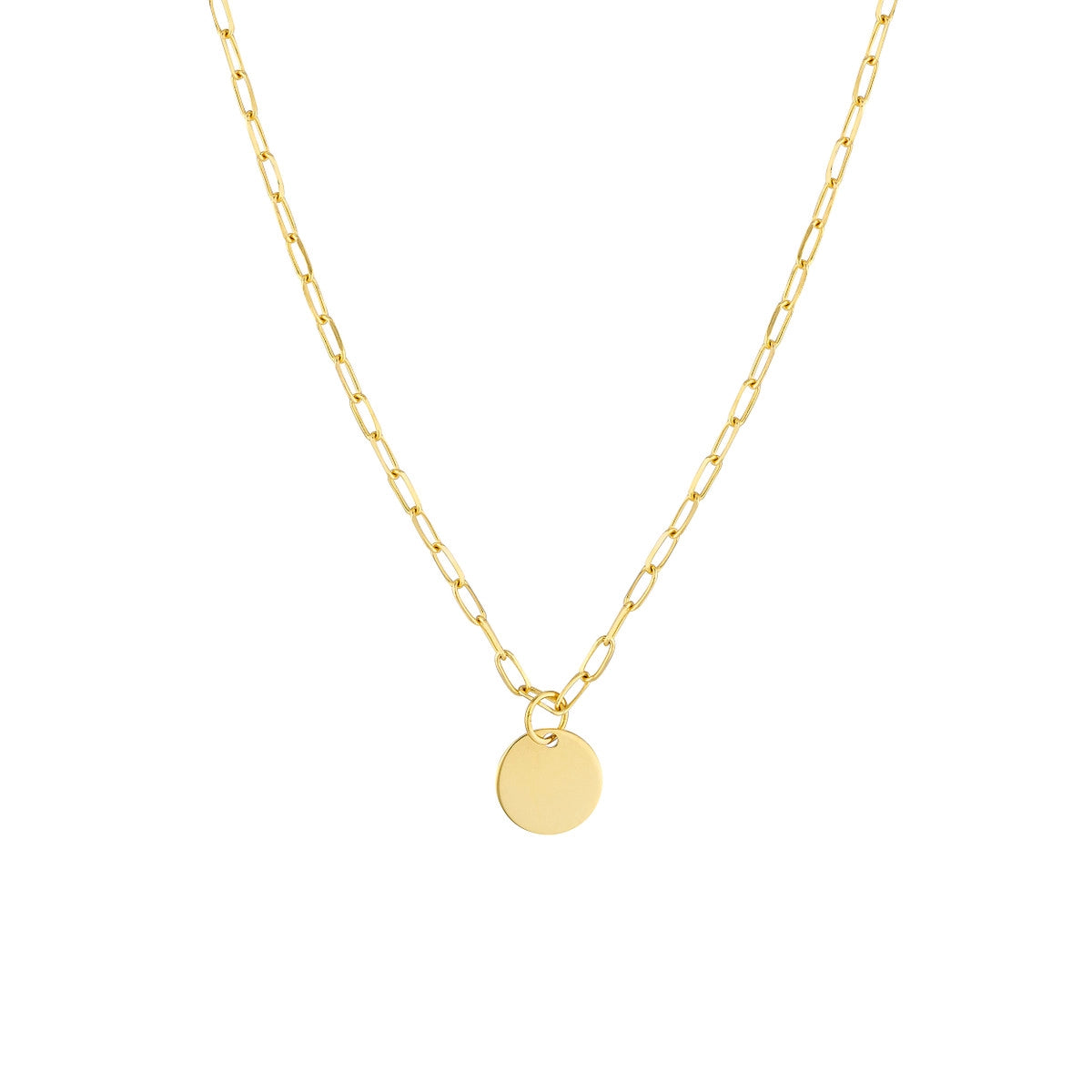 14K Yellow Gold Dangle Disc Paperclip Necklace – Maurice's Jewelers