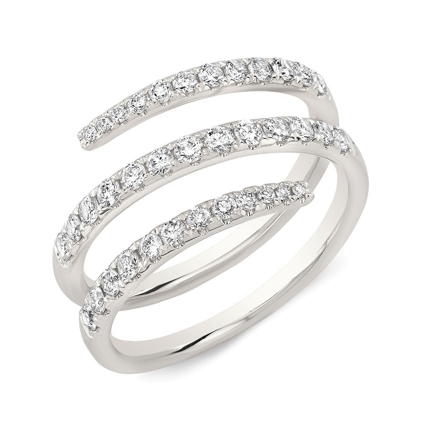 14K White Gold Diamond Triple Wrap Ring – Maurice's Jewelers