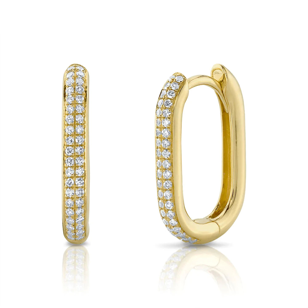 14K Yellow Gold Diamond Oblong Hoop Earrings – Maurice's Jewelers