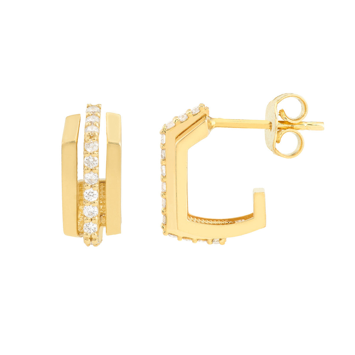 14K Yellow Gold Diamond J Hoops Earrings – Maurice's Jewelers