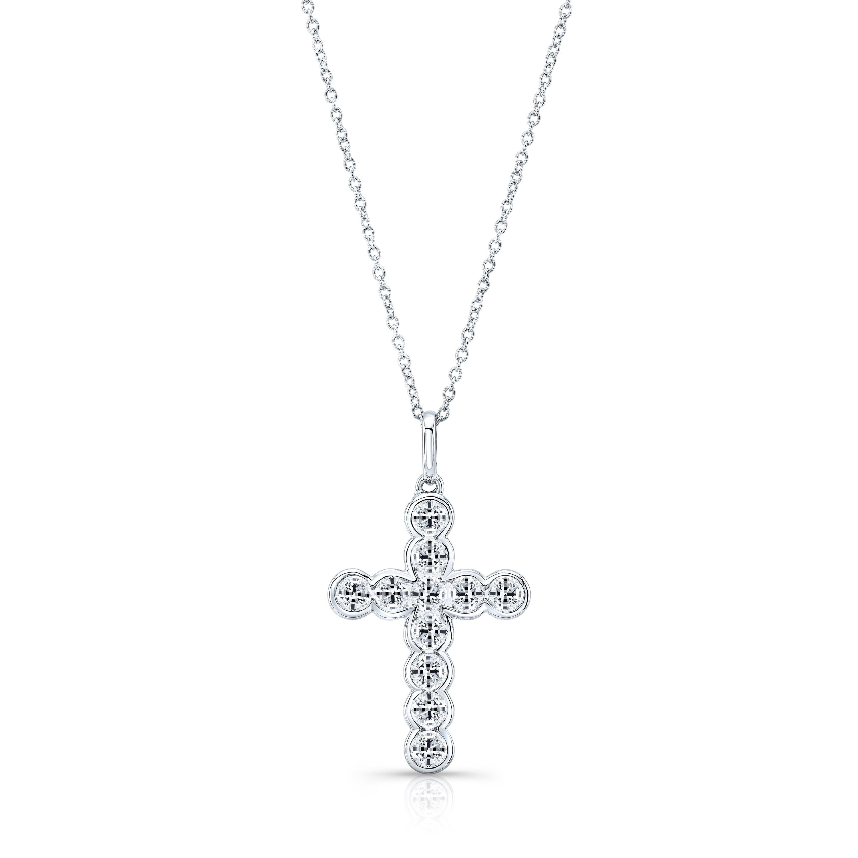 14K White Gold 11 Diamond Bezel Cross – Maurice's Jewelers