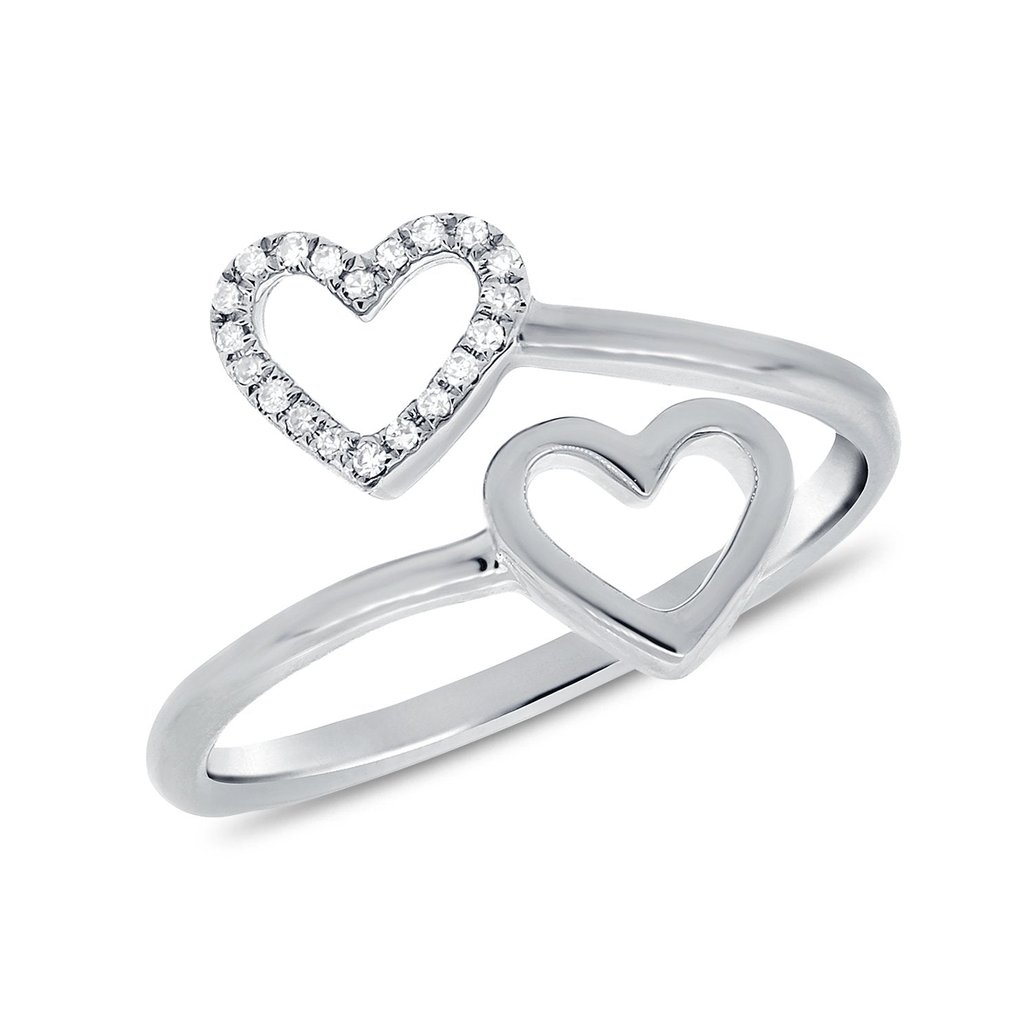 14K White Gold Diamond Double Heart Ring – Maurice's Jewelers