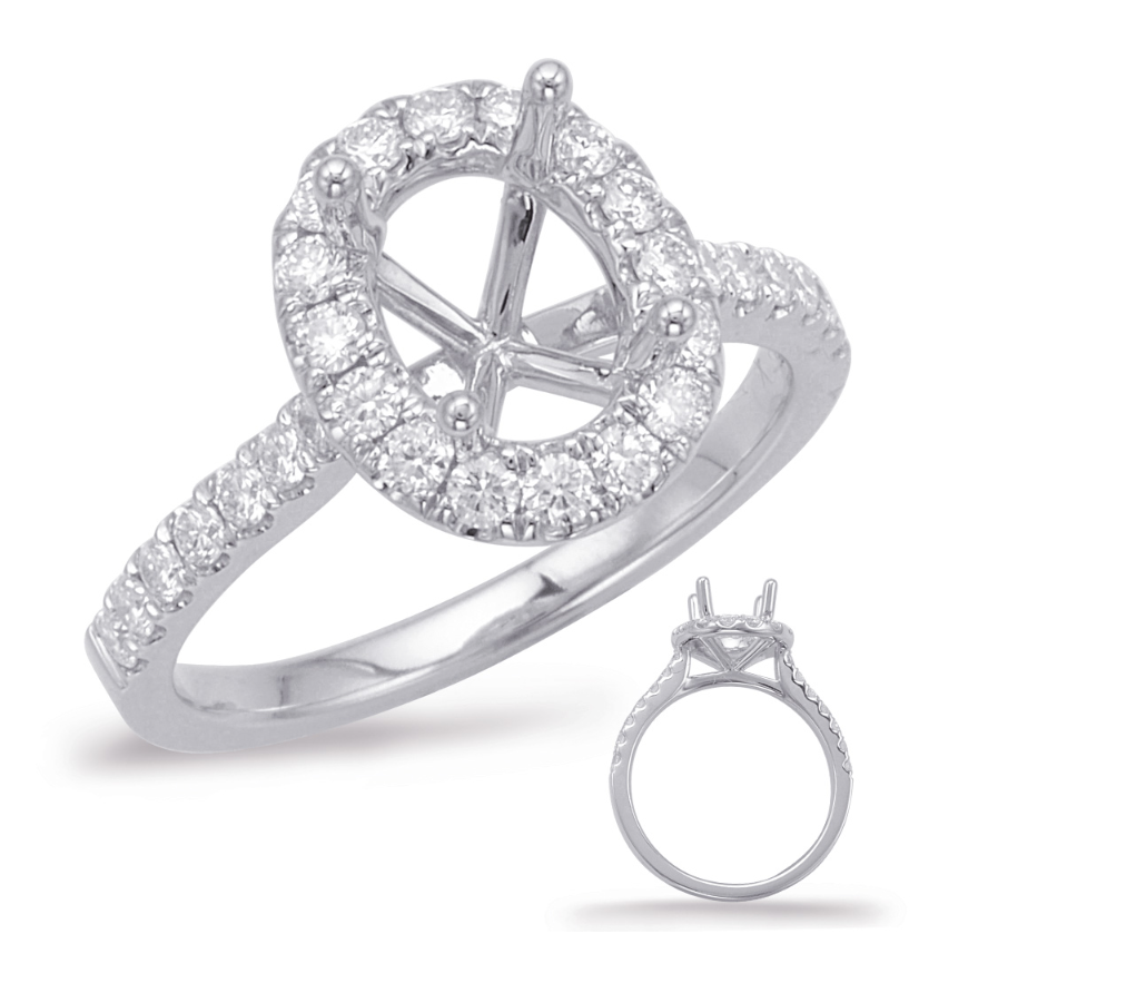14K White Gold Diamond Oval Halo Mounting – Maurice's Jewelers