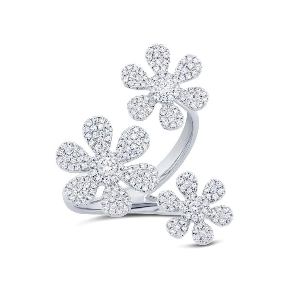14K White Gold Triple Floating Diamond Flower Ring – Maurice's Jewelers